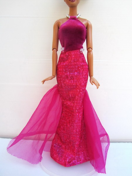 Barbie Doll Clothing PINK MERMAID GOWN w/ VELOUR BODICE Dress – for ...