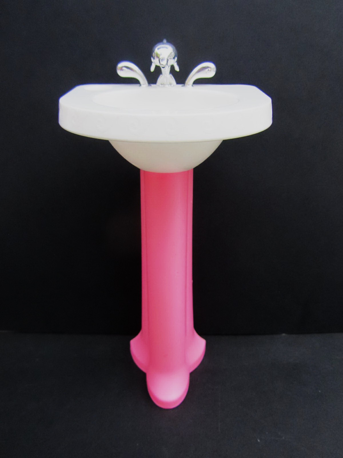 Barbie Furniture – PINK & WHITE PEDESTAL BATHROOM SINK w/ DOLPHIN SPOUT ...