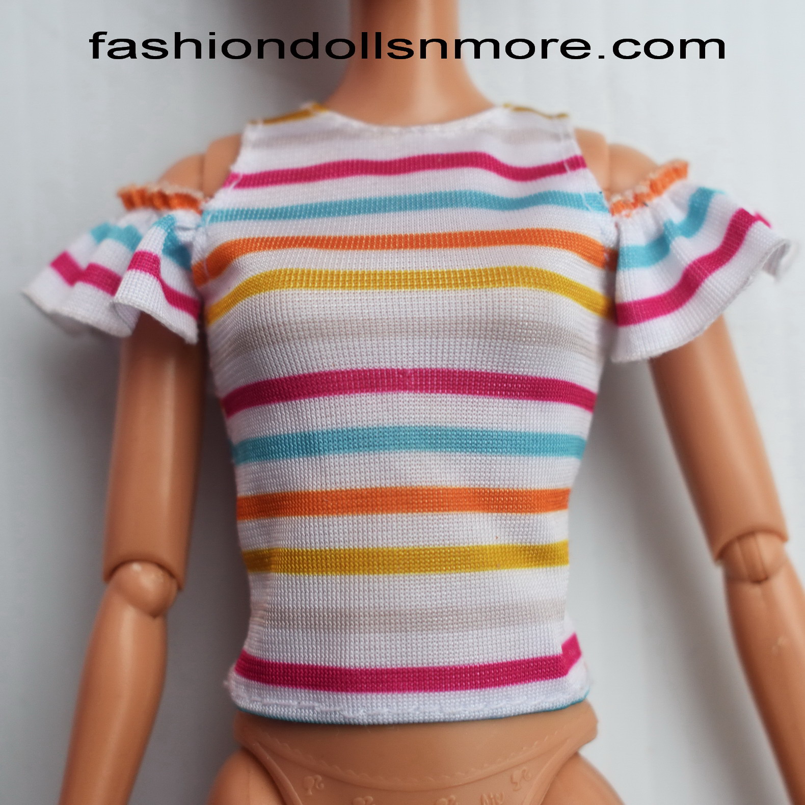 barbie-doll-top-coloured-stripes-modern fashiondollsnmore.com